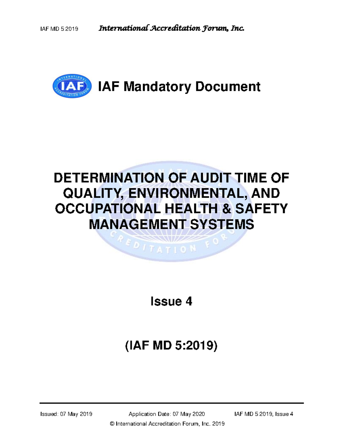 MD 022 IAF MD 5 2019 - n/a - Issued: 07 May 2019 Application Date: 07 ...