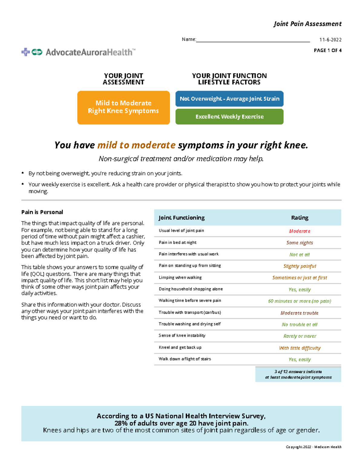 Report - case law - Name: 11-6- PAGE 1 OF 4 YOUR JOINT ASSESSMENT Mild ...
