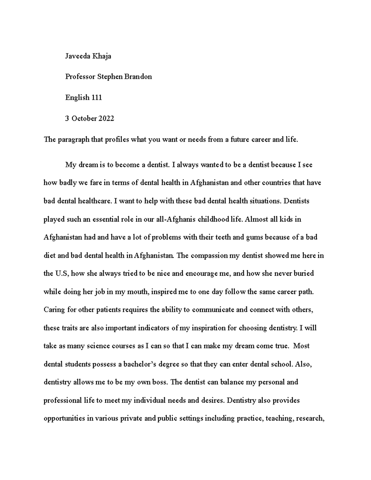 Revisions and Proofreading Career Research Paper. - Javeeda Khaja ...