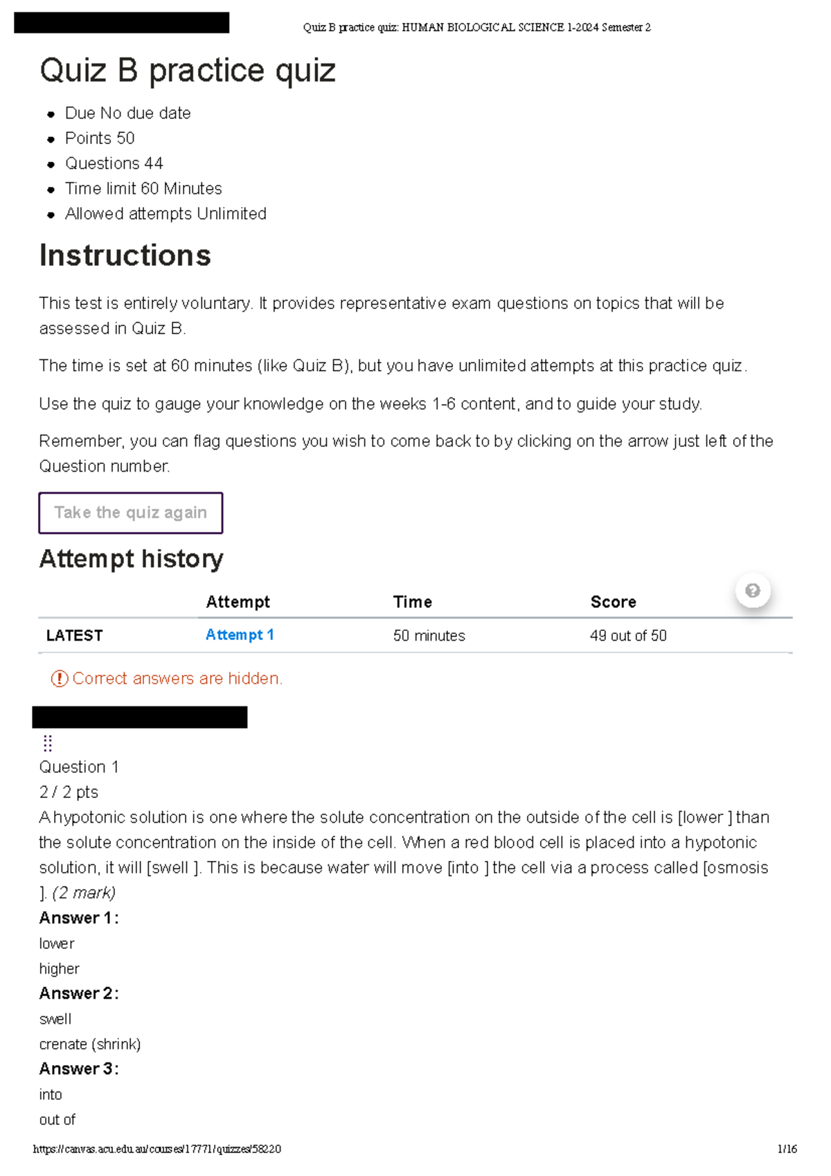 Quiz B practice quiz - Complete answers except for 0.5 mark - Quiz B practice quiz Due No due ...