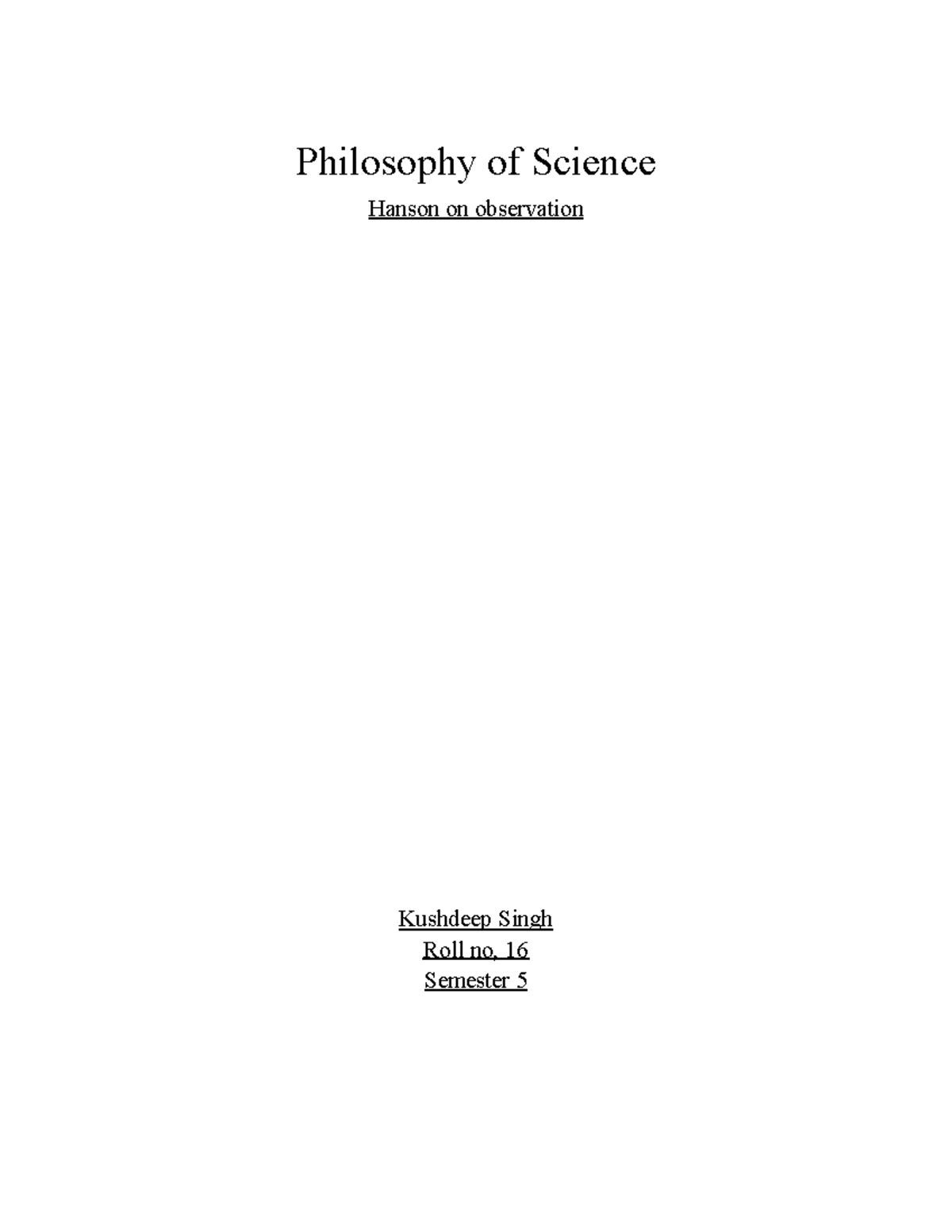 Hanson on observation - Philosophy of Science Hanson on observation ...