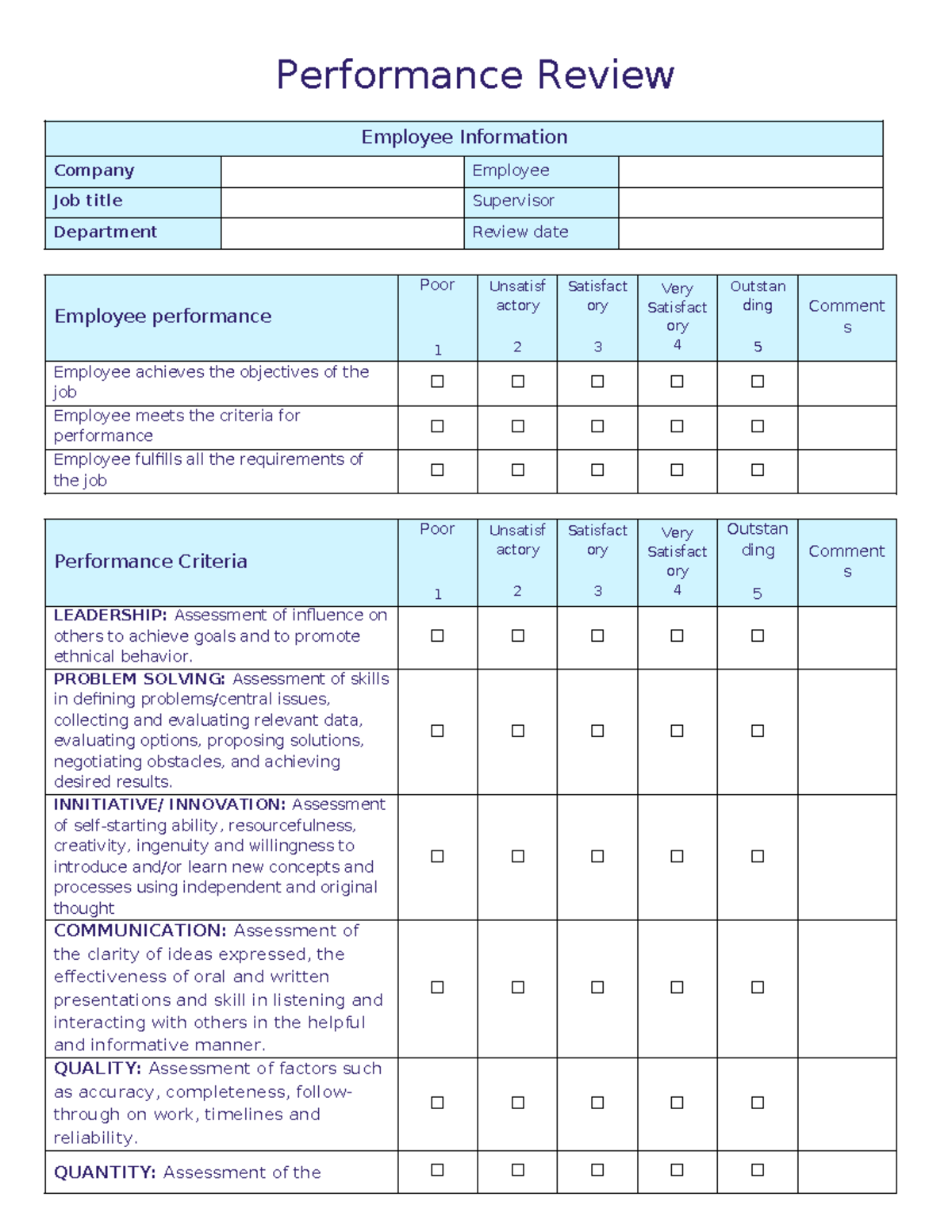 Individual_Performance-Review-2024_2025 - Performance Review Employee ...