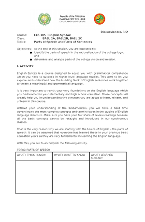 ELS 105 Module 5-6 - Discussion No. 5- Course: ELS 105 - English Syntax ...