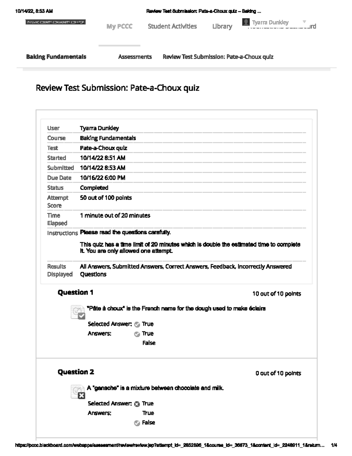 Pate a choux test - BB test - PA 114 - Studocu