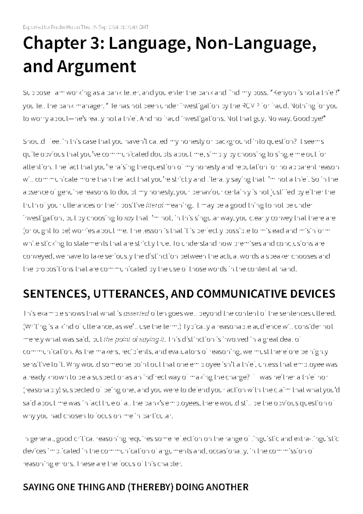 Chapter 3 Language, Non-Language, and Argument Top Hat - Exported for Ruolin Hu on Thu, 05 Sep ...