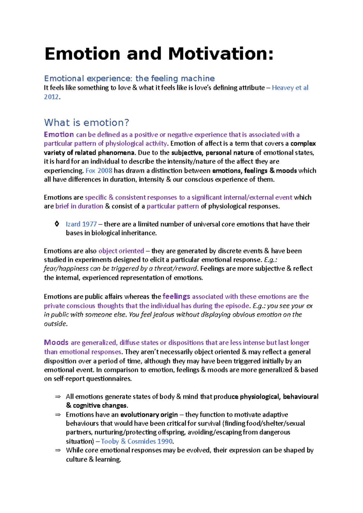 10. Emotion & Motivation - Emotion and Motivation: Emotional experience ...