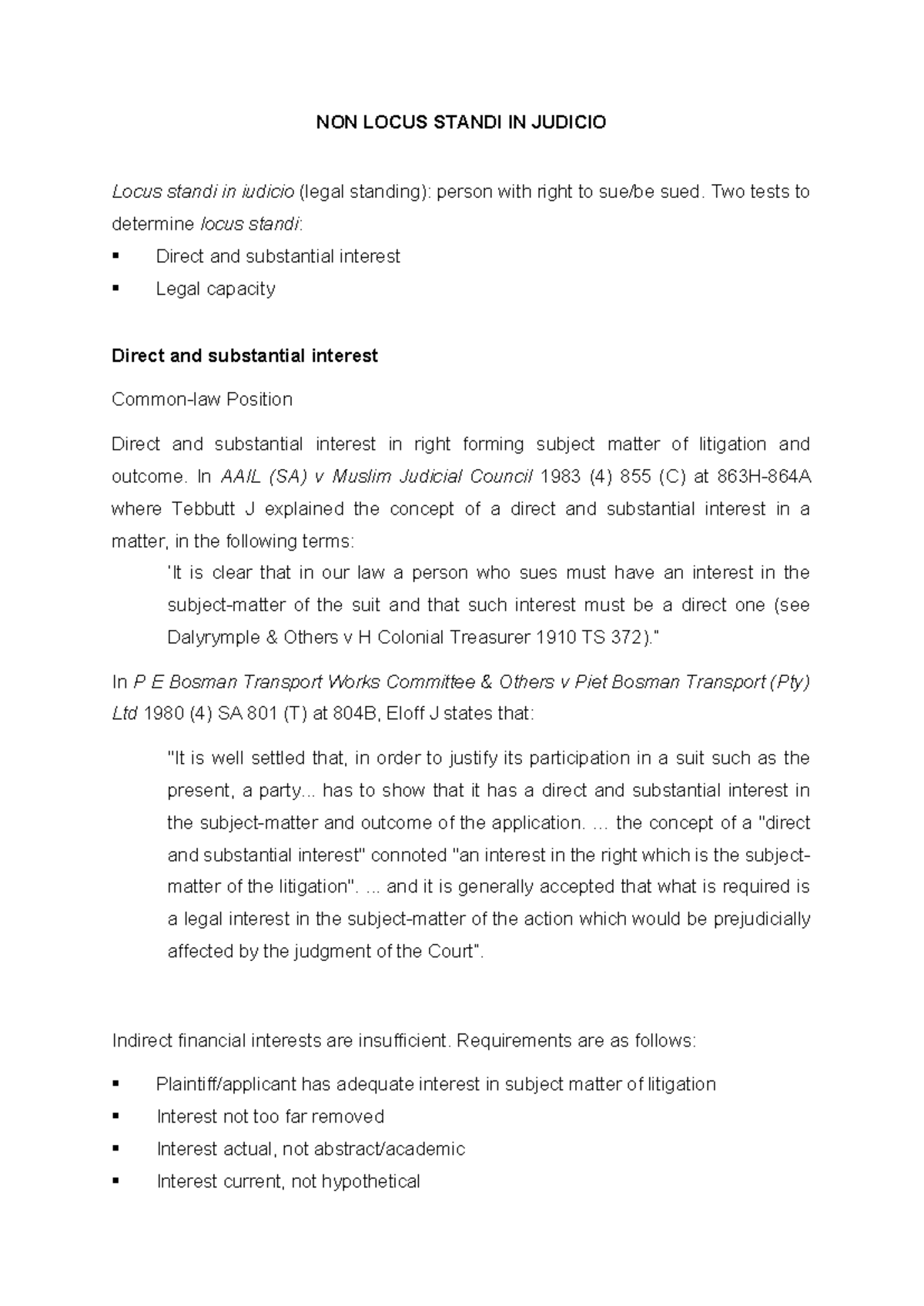 Locus Standi - NON LOCUS STANDI IN JUDICIO Locus standi in iudicio ...