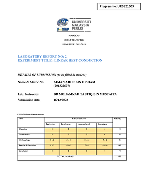 Reynold's Number Laboratory Report - 1 Objective To investigate ...
