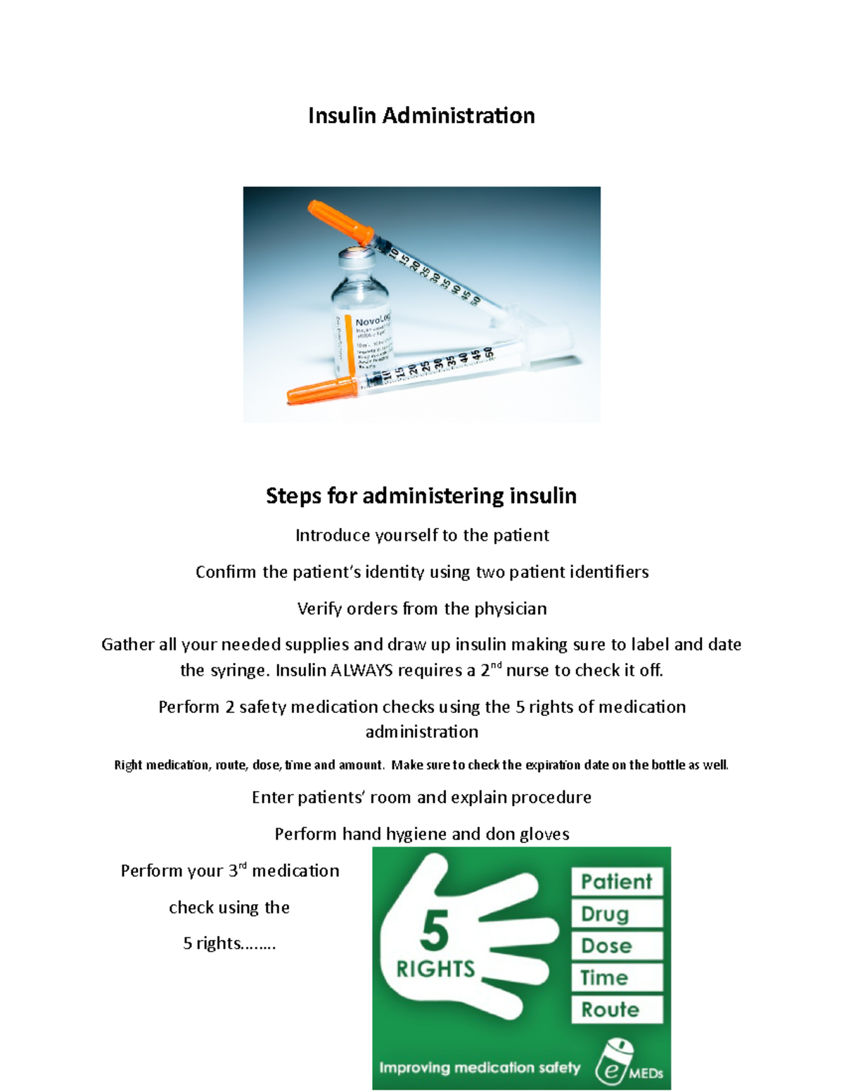 Insulin Administration 121 - Insulin Administration Steps for ...