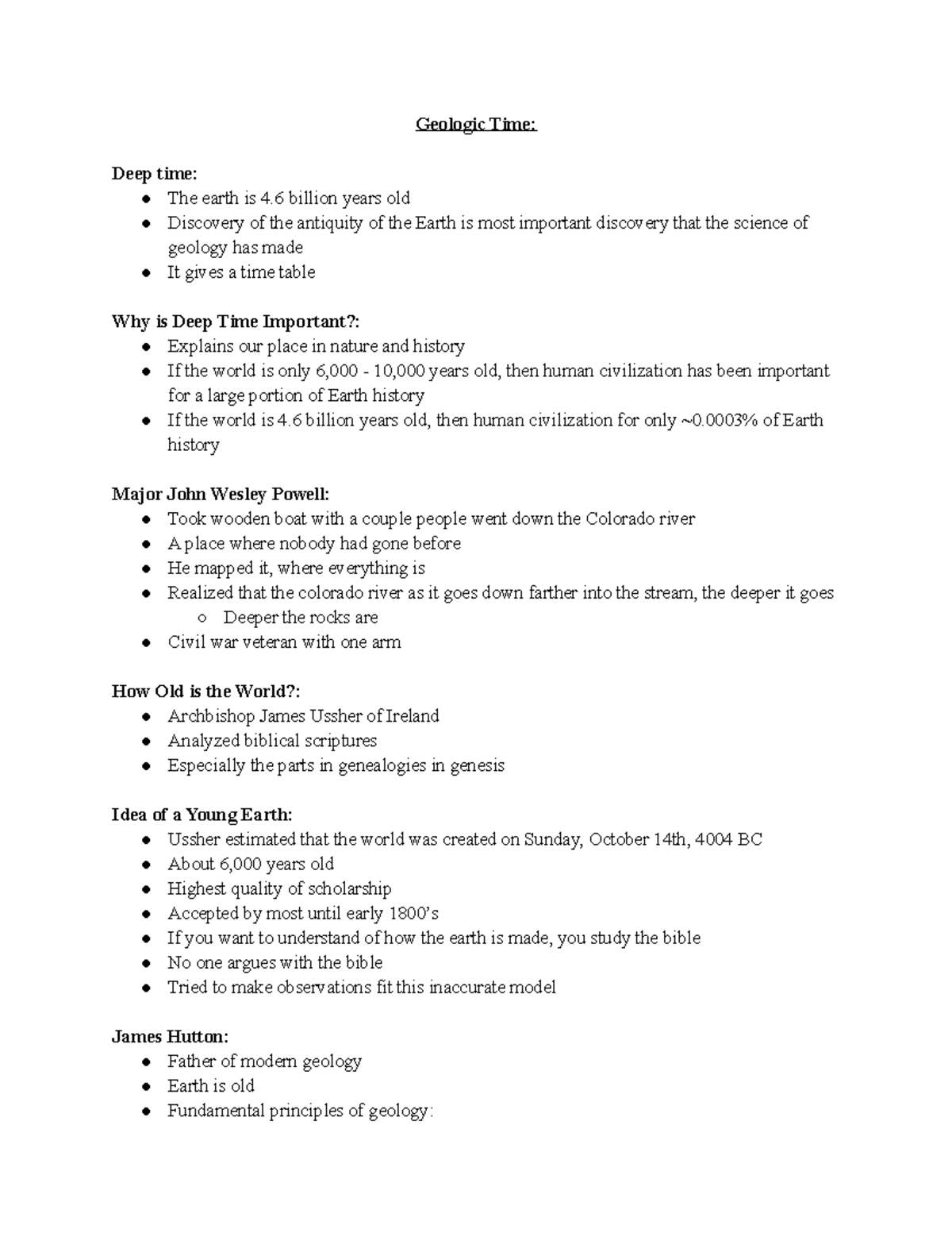 General Geology Notes 10 30 17 - Geologic Time: Deep time: The earth is ...