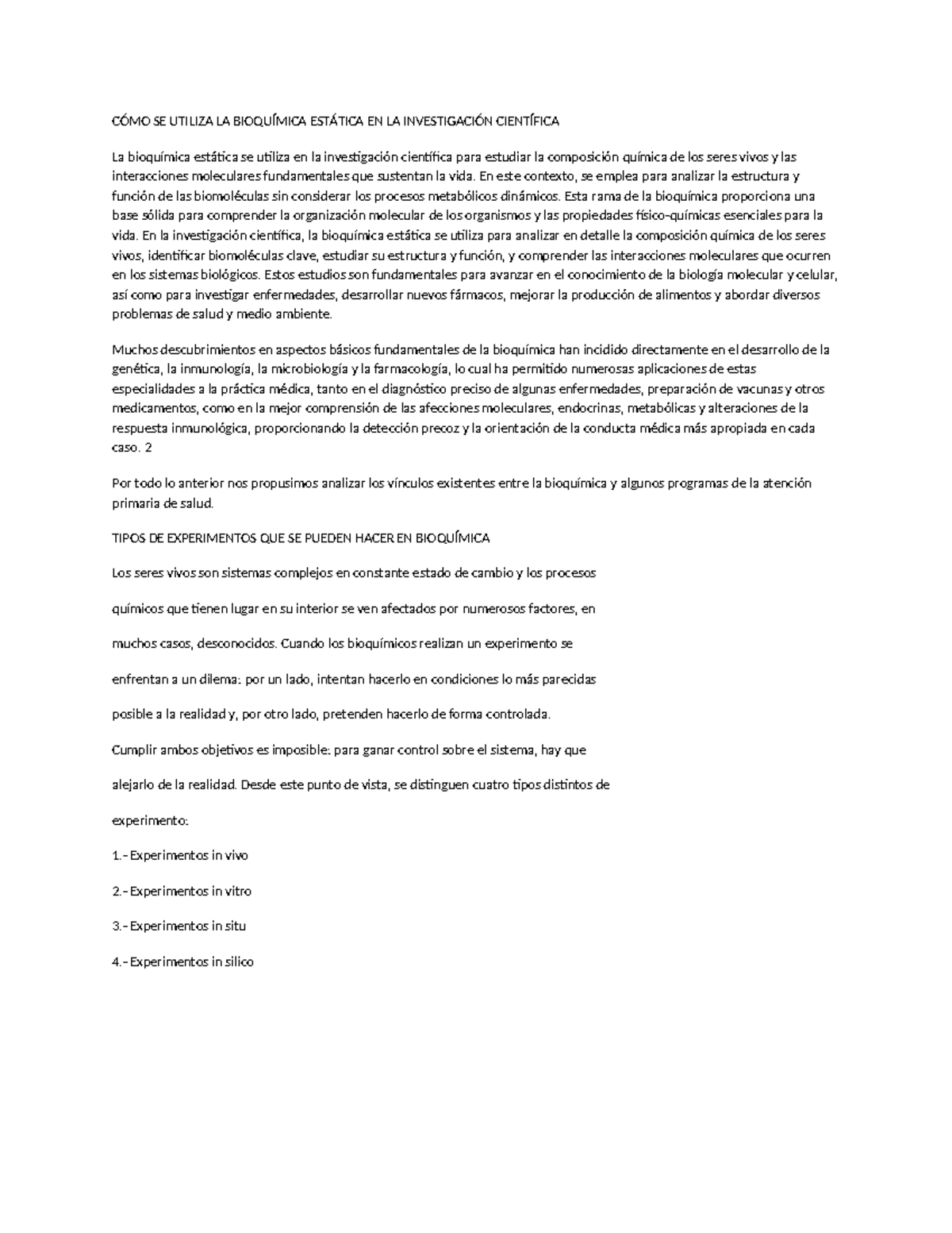 Bioquimica estatica 4 - Resumen - CÓMO SE UTILIZA LA BIOQUÍMICA ...