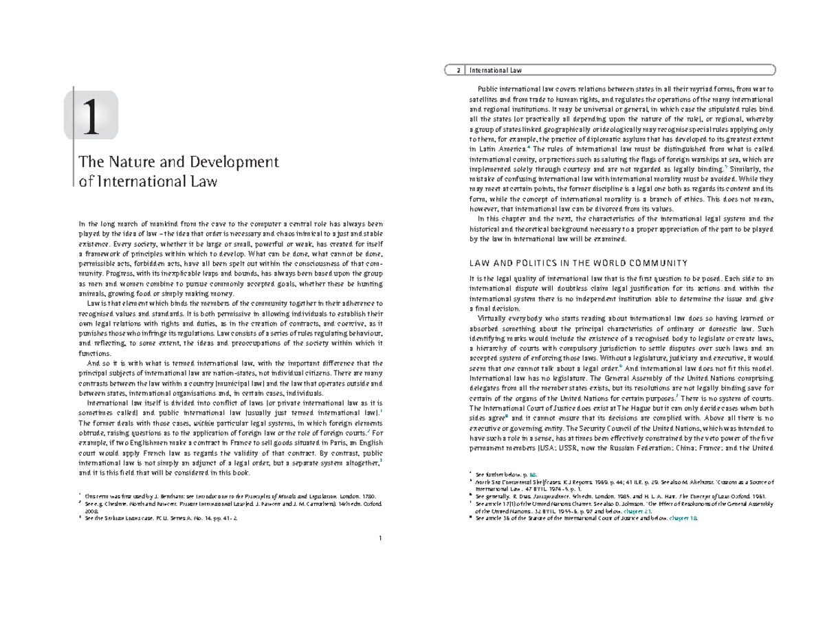 International Law - Malcolm Shaw Chapter 1 - 1 The Nature and ...