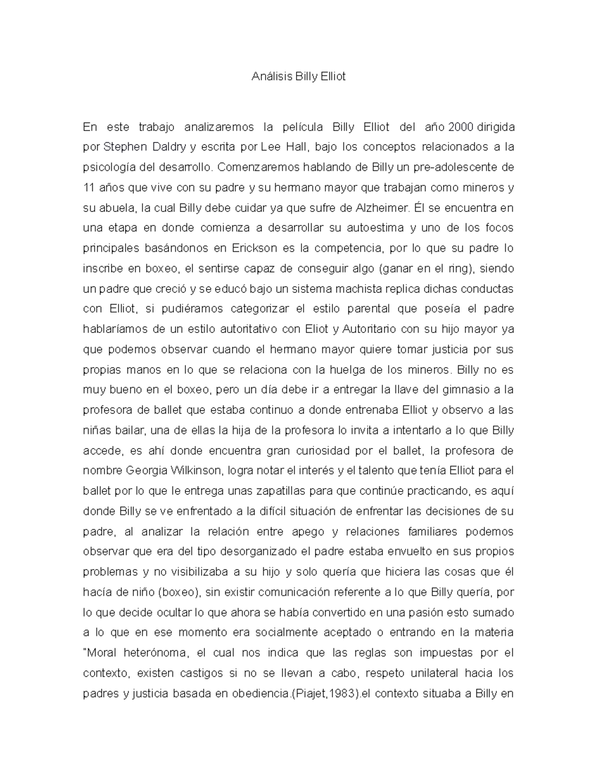 Analisis Billy Elliot - Análisis Billy Elliot En este trabajo ...