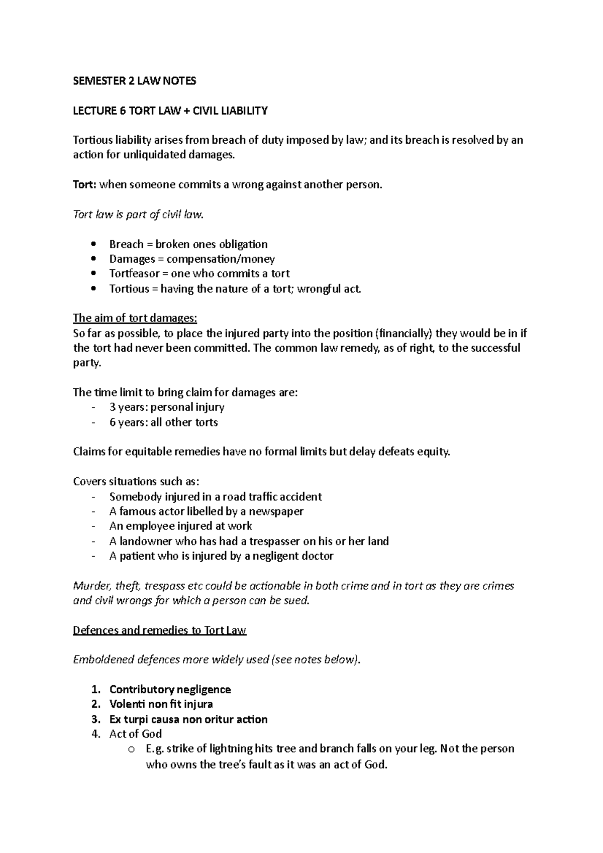 SEM 2 LAW - Covers all of semester 2 notes on business law - SEMESTER 2 ...
