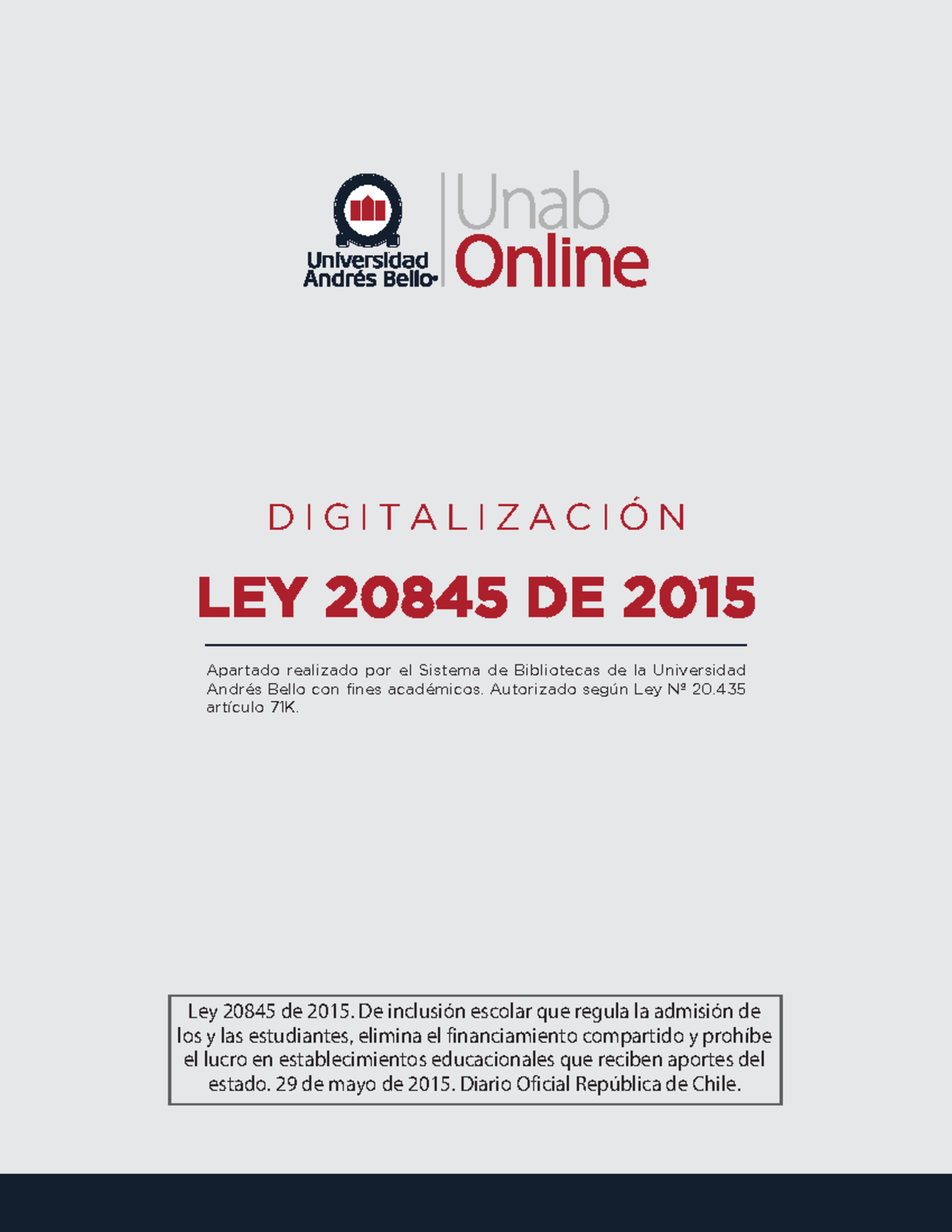 Ley 20845 inclusion escolar - LEY 20 845 DE 2015 D I G I T A L I Z A C ...