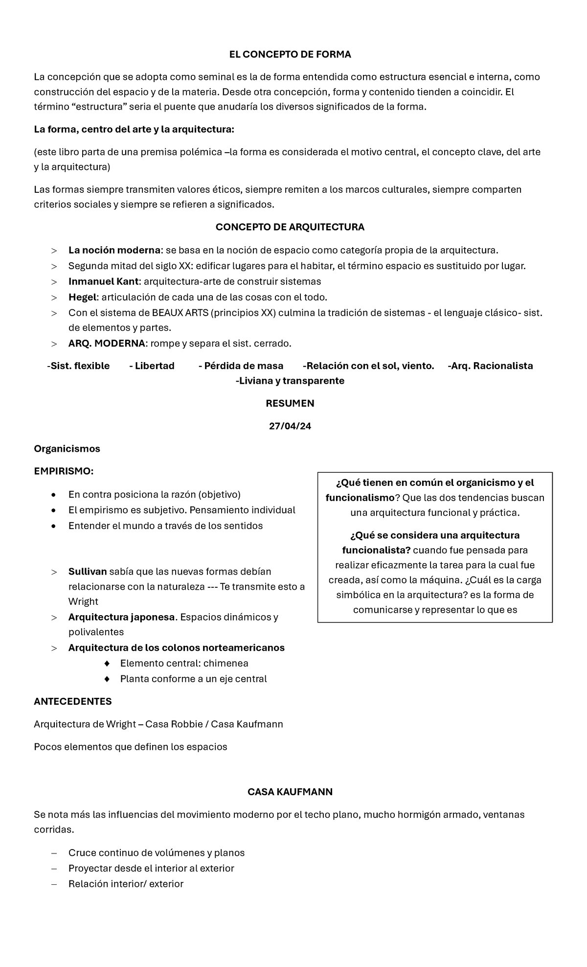 1°parcial histo 4 - EL CONCEPTO DE FORMA La concepción que se adopta ...