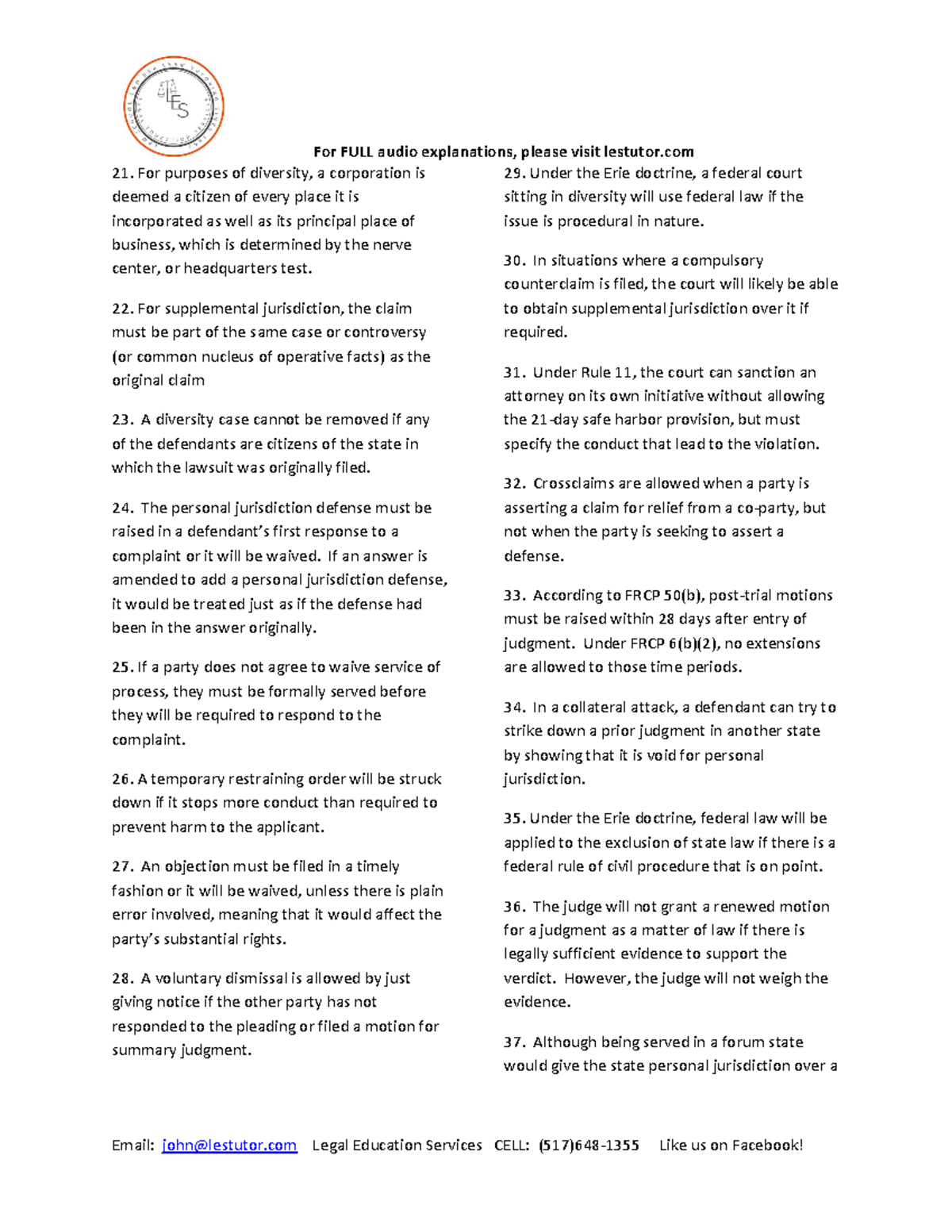 Civ Pro one line rules to 21 to 40 without answers - For FULL audio ...