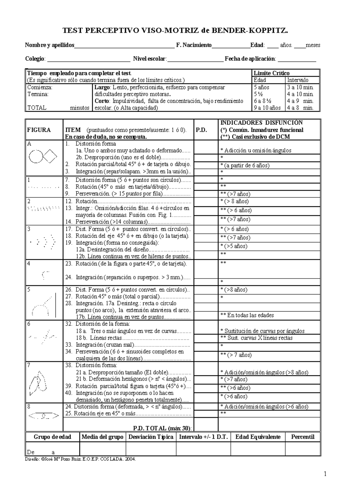 54105646 Protocolo Bender Koppitz - TEST PERCEPTIVO VISO-MOTRIZ de ...