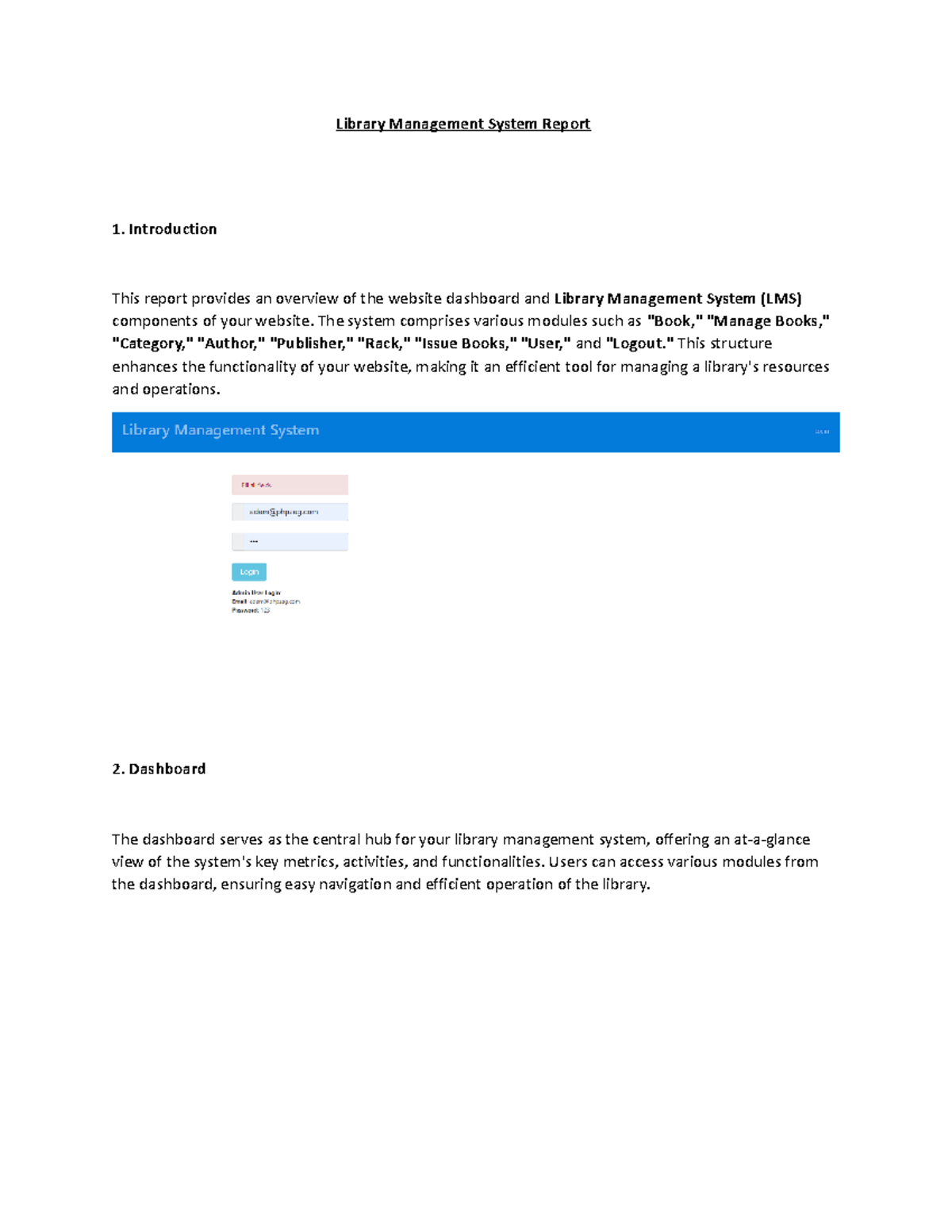 Library Management System Report - Library Management System Report ...