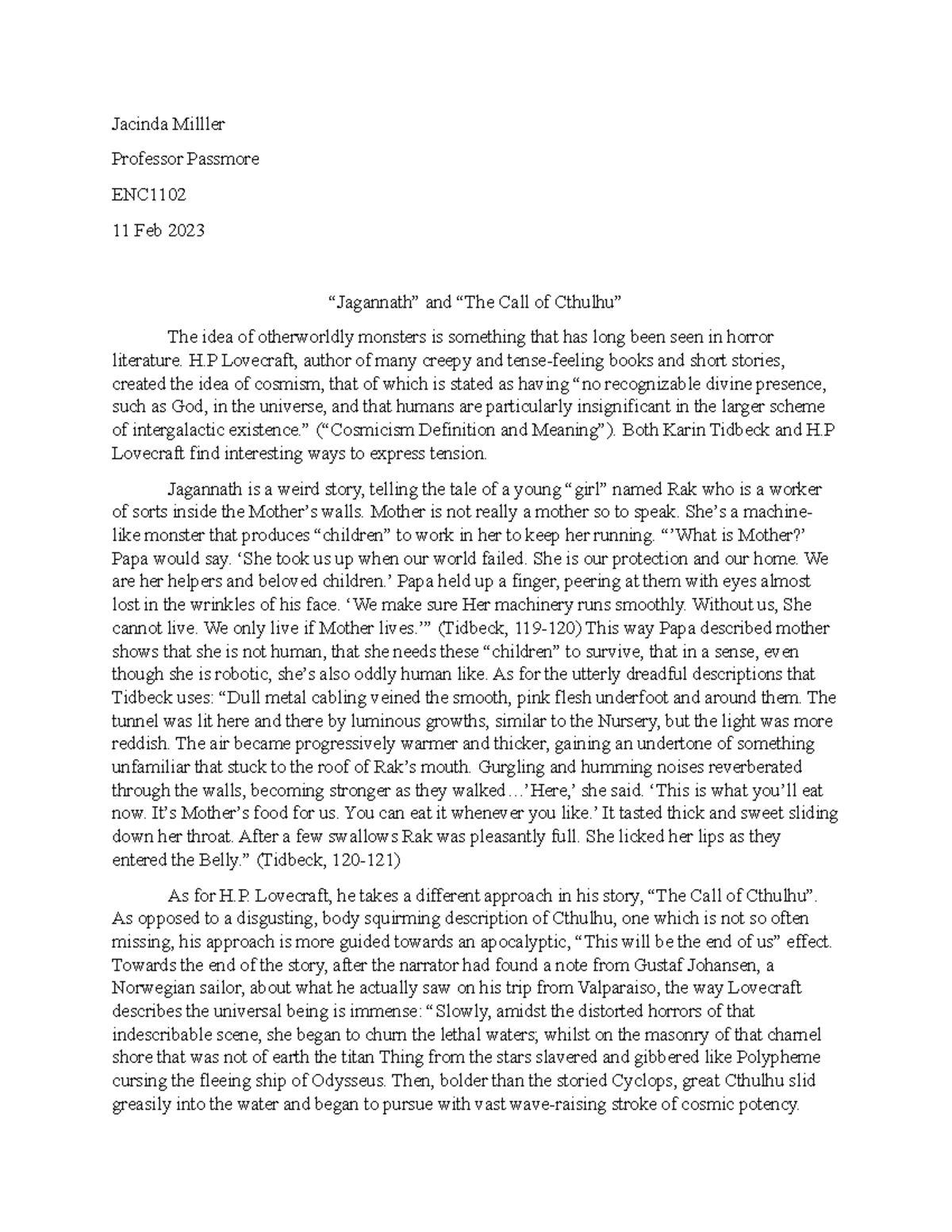 Reading Analysis 4 - Jacinda Milller Professor Passmore ENC 11 Feb 2023 ...