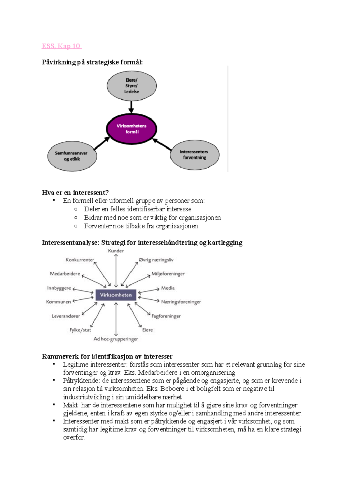 Markedsorientert ledelse - ESS, Kap 10 Påvirkning på strategiske formål ...