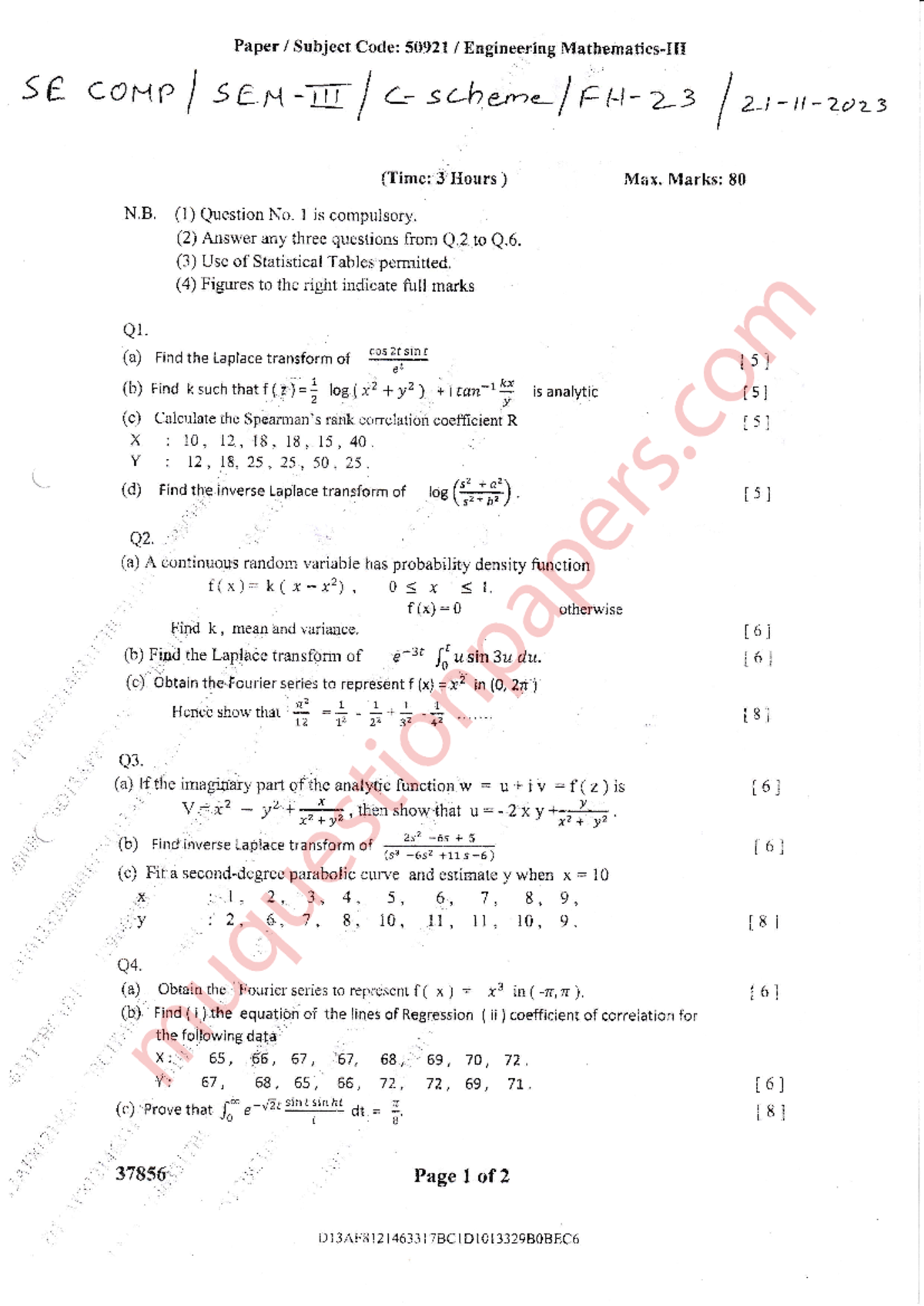 Aids semester-3 2023 december engineering-mathematics-iii-rev-2019-c ...