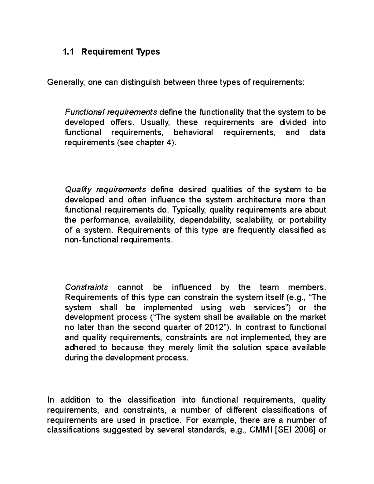 Requirements Types - 1 Requirement Types Generally, one can distinguish ...