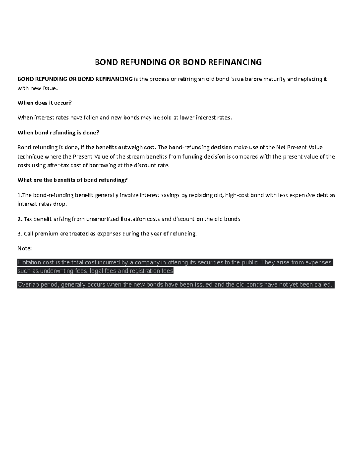 BOND Refunding OR BOND Refinancing practice materials - BOND REFUNDING ...