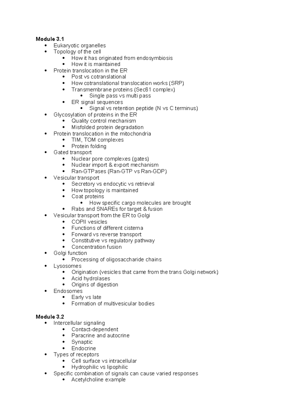 Mcb topic 3 checklist - Module 3. Eukaryotic organelles Topology of the ...