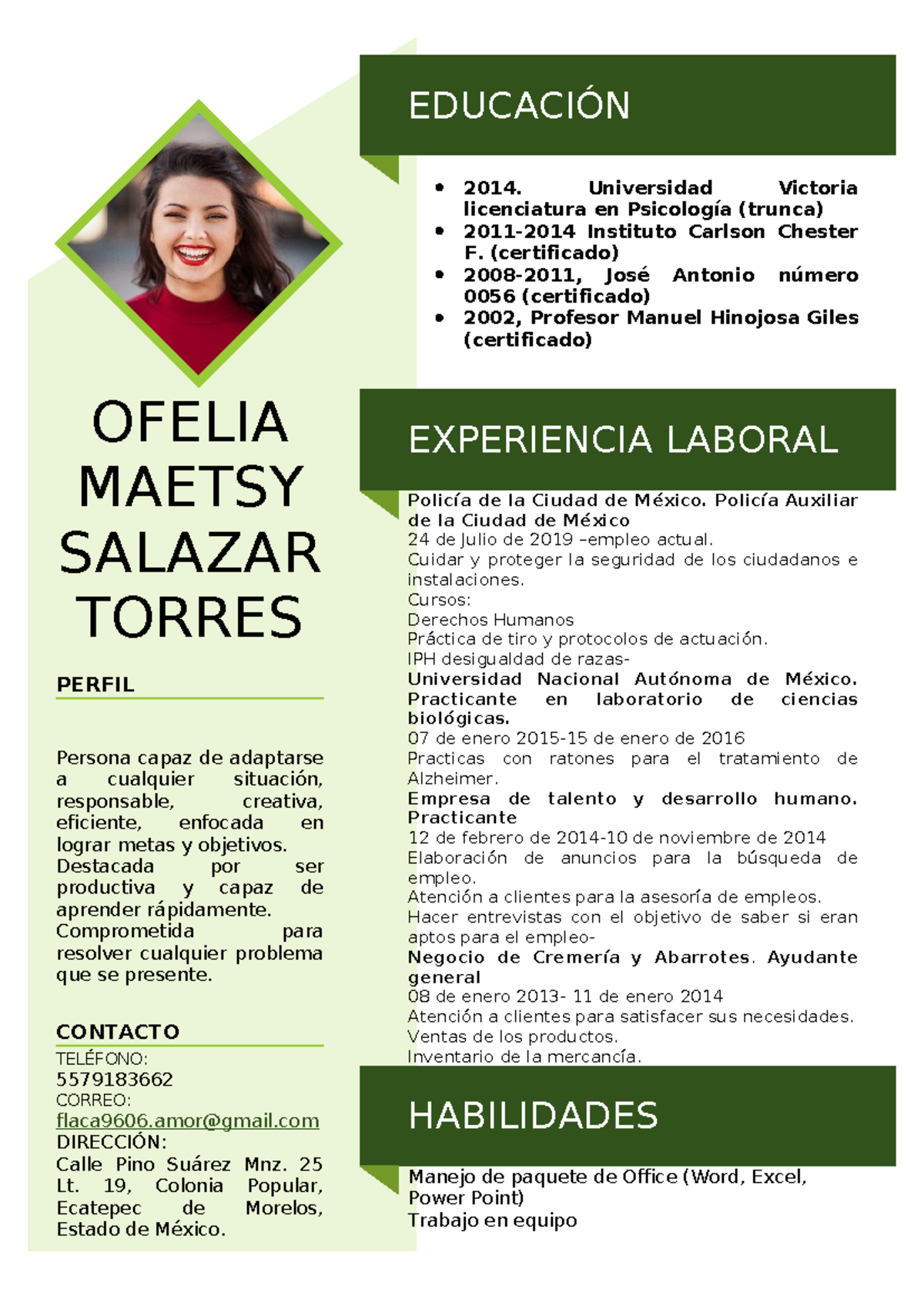 Maetsi C.V - cv ejemplo - EDUCACIÓN 2014. Universidad Victoria ...