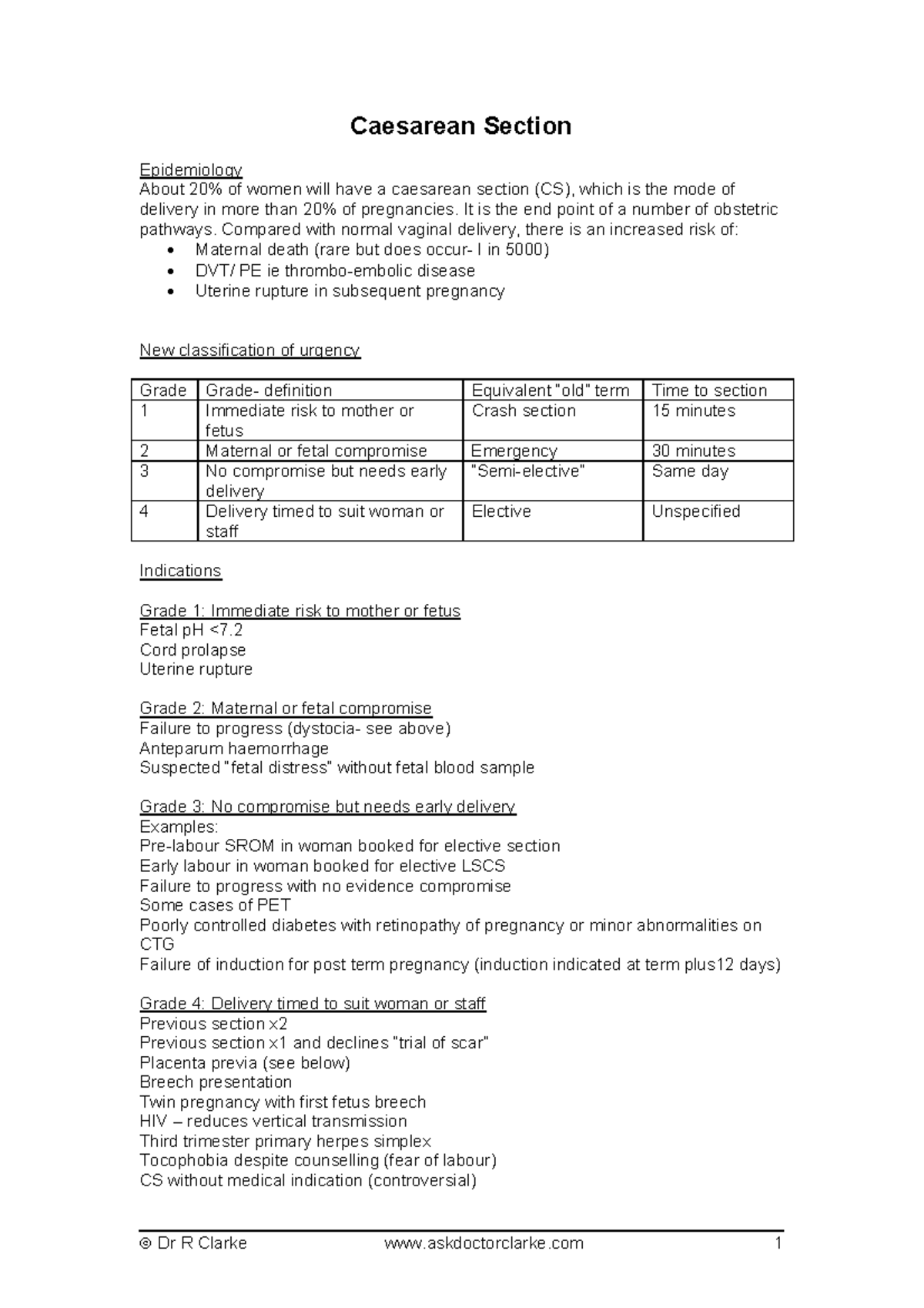 Csection - Notes on classifying Caesarean sections - Caesarean Section ...