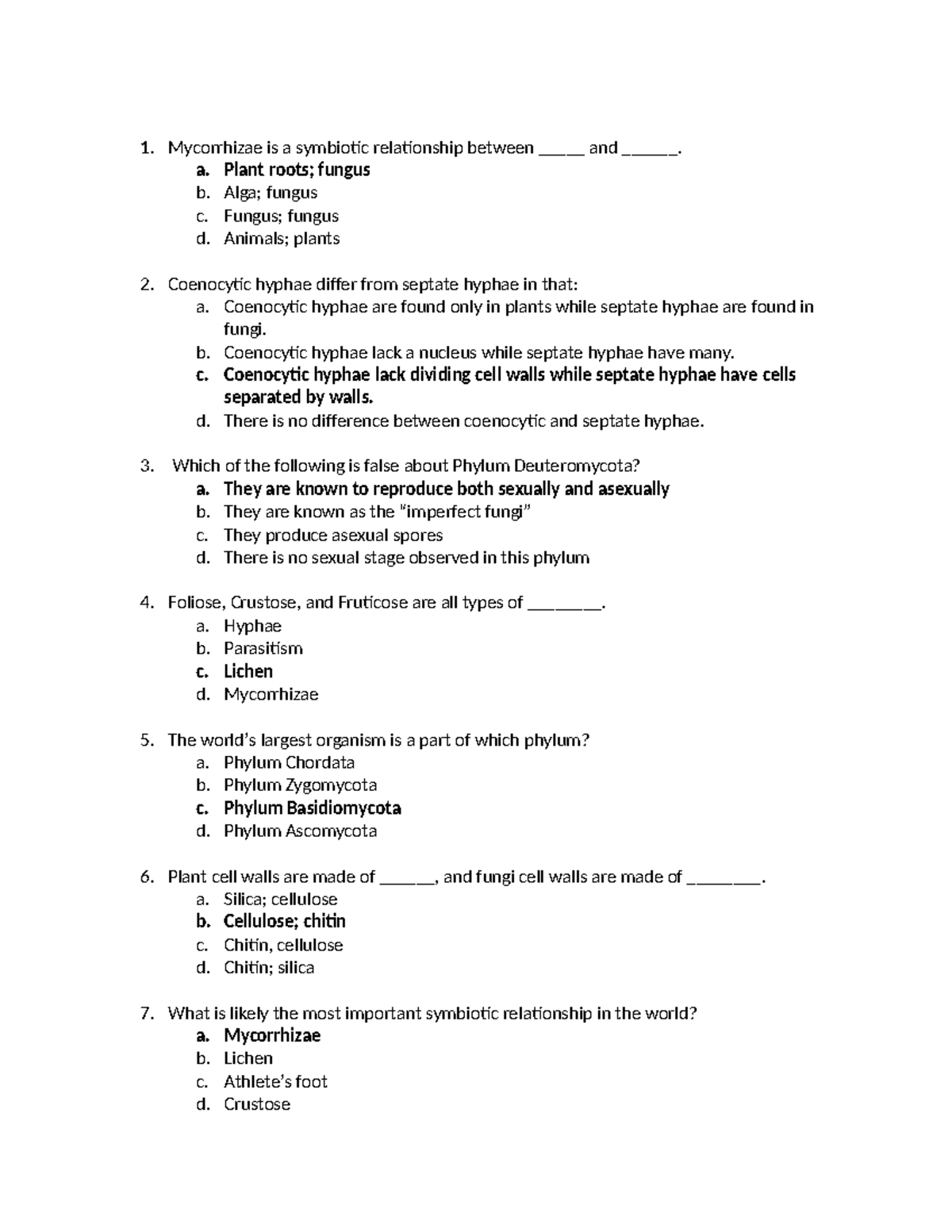 LL - Unit 2 Exam Review Study Guide - Mycorrhizae is a symbiotic ...