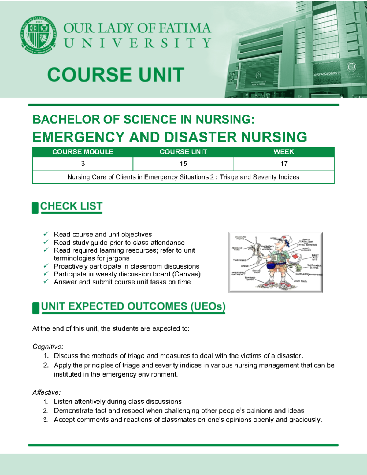 WK17 - Triage, Severity Indices, and Other Emergencies - BACHELOR OF SCIENCE IN NURSING ...