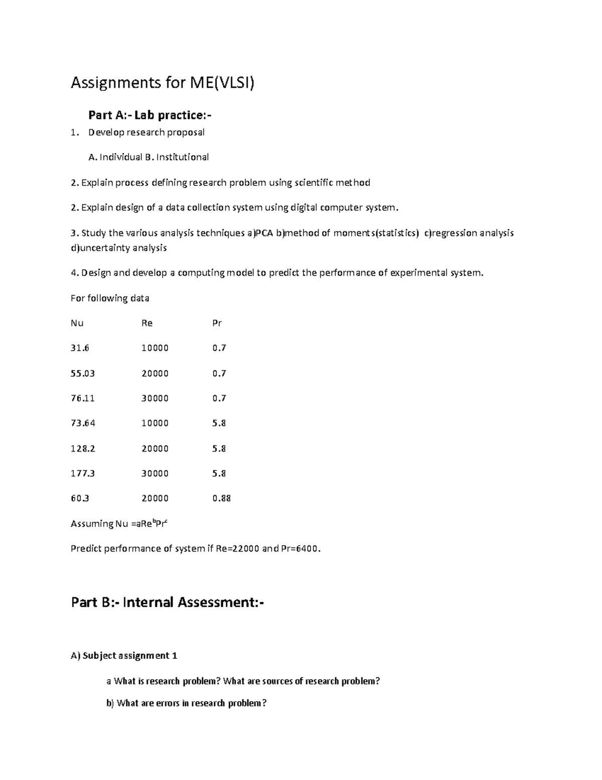 Assignment for ME - ccc - Assignments for ME(VLSI) Part A:- Lab practice:- 1. Develop research ...