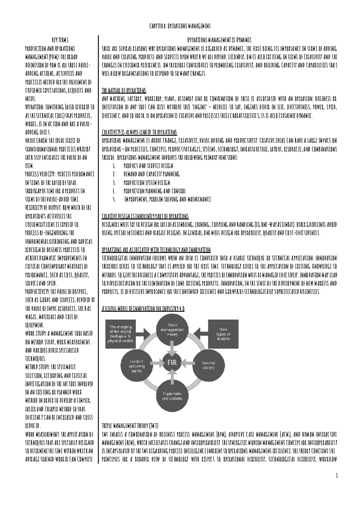 Business Management summary notes - CHAPTER 8: OPERATIONS MANAGEMENT ...