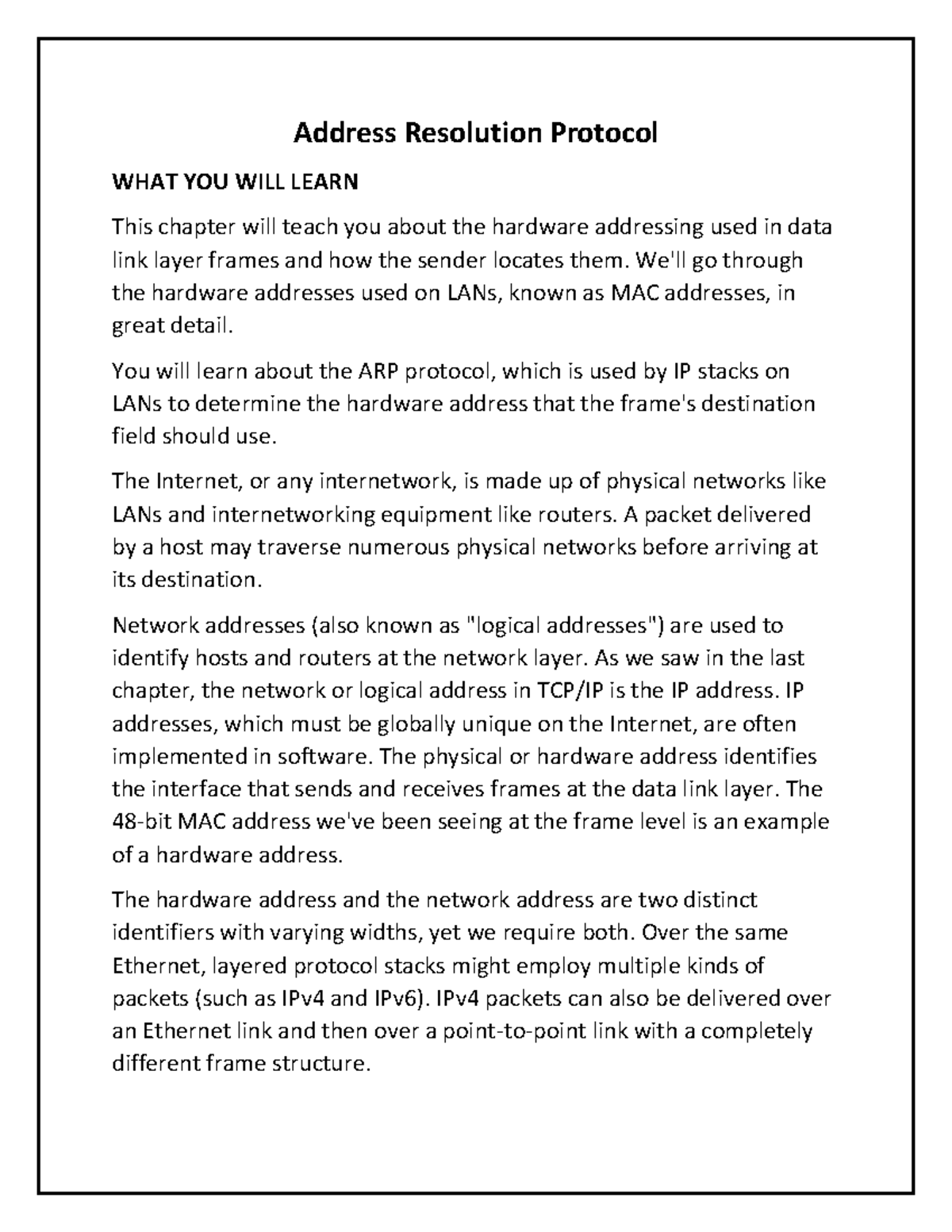 Address Resolution Protocol 1 - Address Resolution Protocol WHAT YOU ...