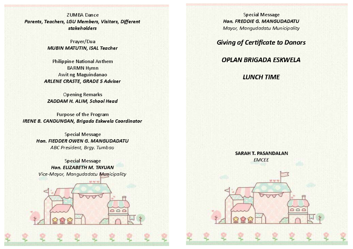 Program - ZUMBA Dance Parents, Teachers, LGU Members, Visitors ...