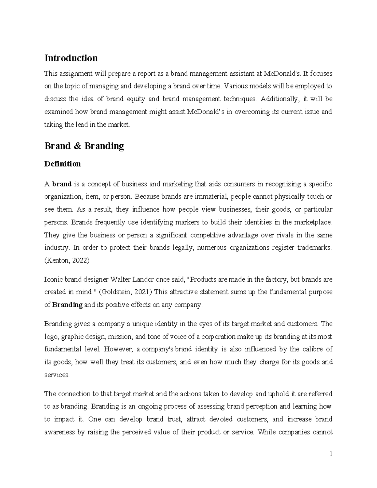 BM ASSI - Brand management - Introduction This assignment will prepare ...