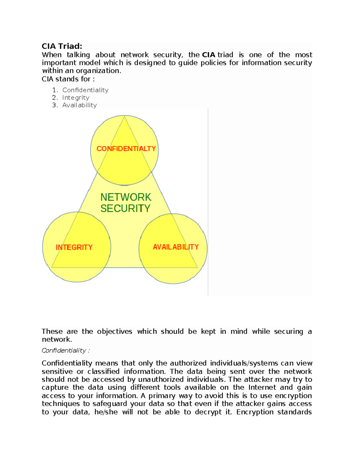 CIA Triad - Cyber Security - CIA Triad: When talking about network security, the CIA triad is ...