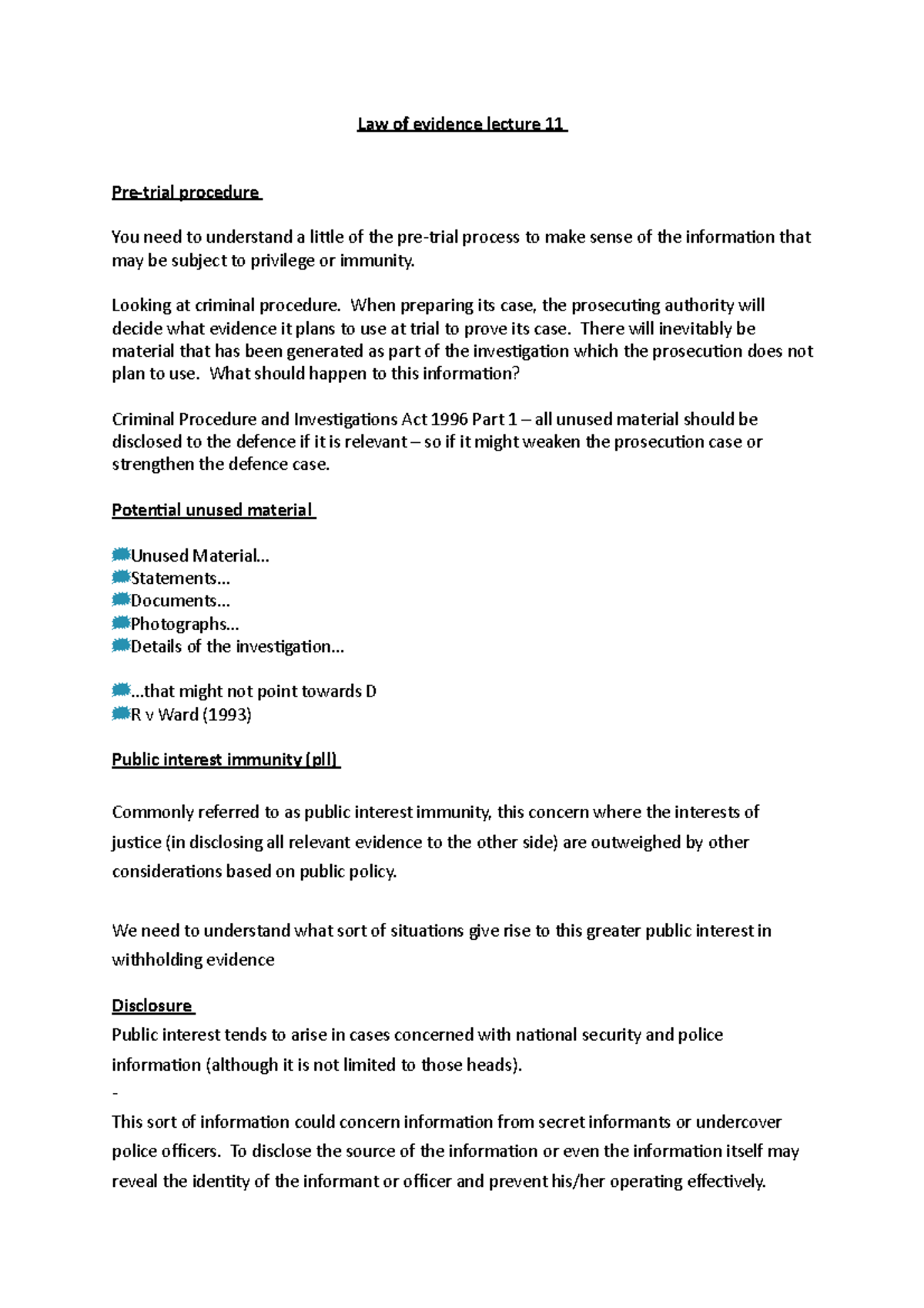 Law of evidence lecture 11 - Looking at criminal procedure. When ...