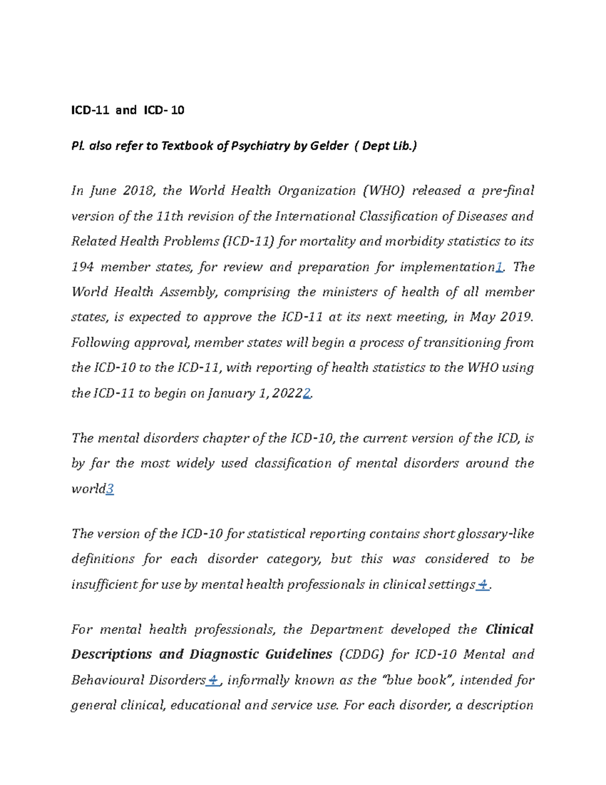 ICD - ICD 10 & ICD 11 brief - ICD-11 and ICD- 10 Pl. also refer to ...