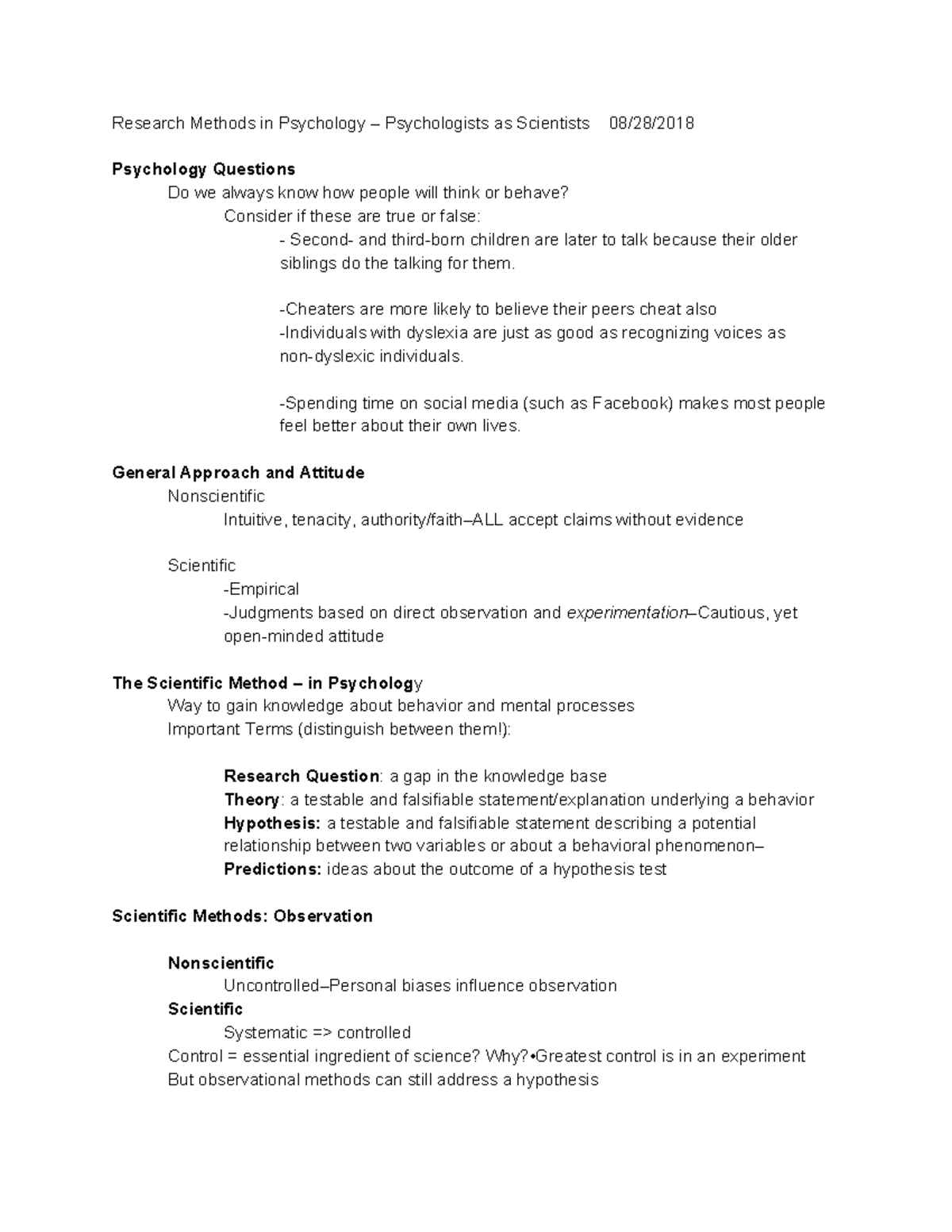 Research Methods in Psychology ( PSY3213) - Research Methods in ...