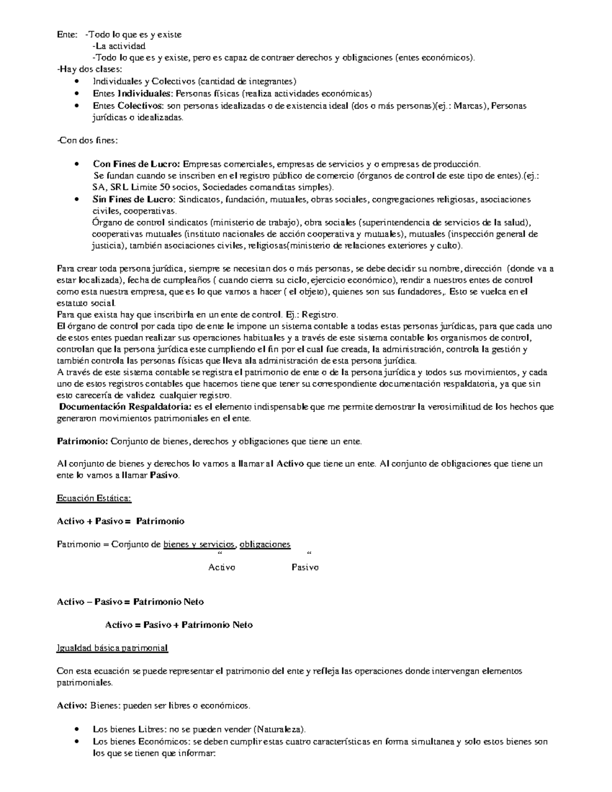 Teoria Contable - desde Entes hasta Bienes de Cambio Completo - Ente ...