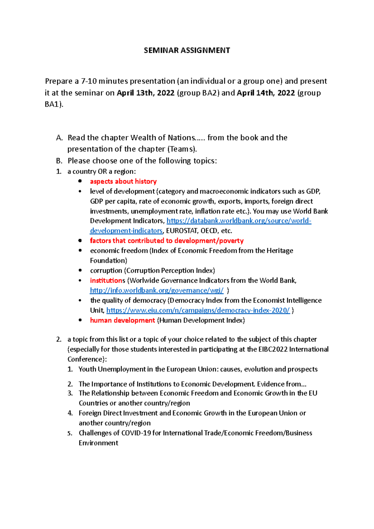 13-14 April Seminar Assignment - SEMINAR ASSIGNMENT Prepare a 7-10 ...