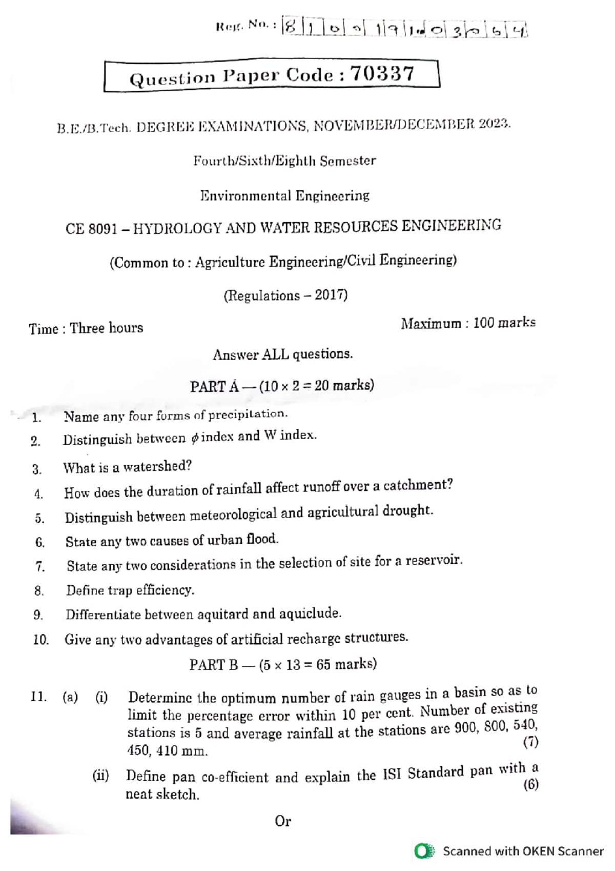 HWRE NOV-DEC 2023 - hwre lecture notes - Civil Engineering - Studocu