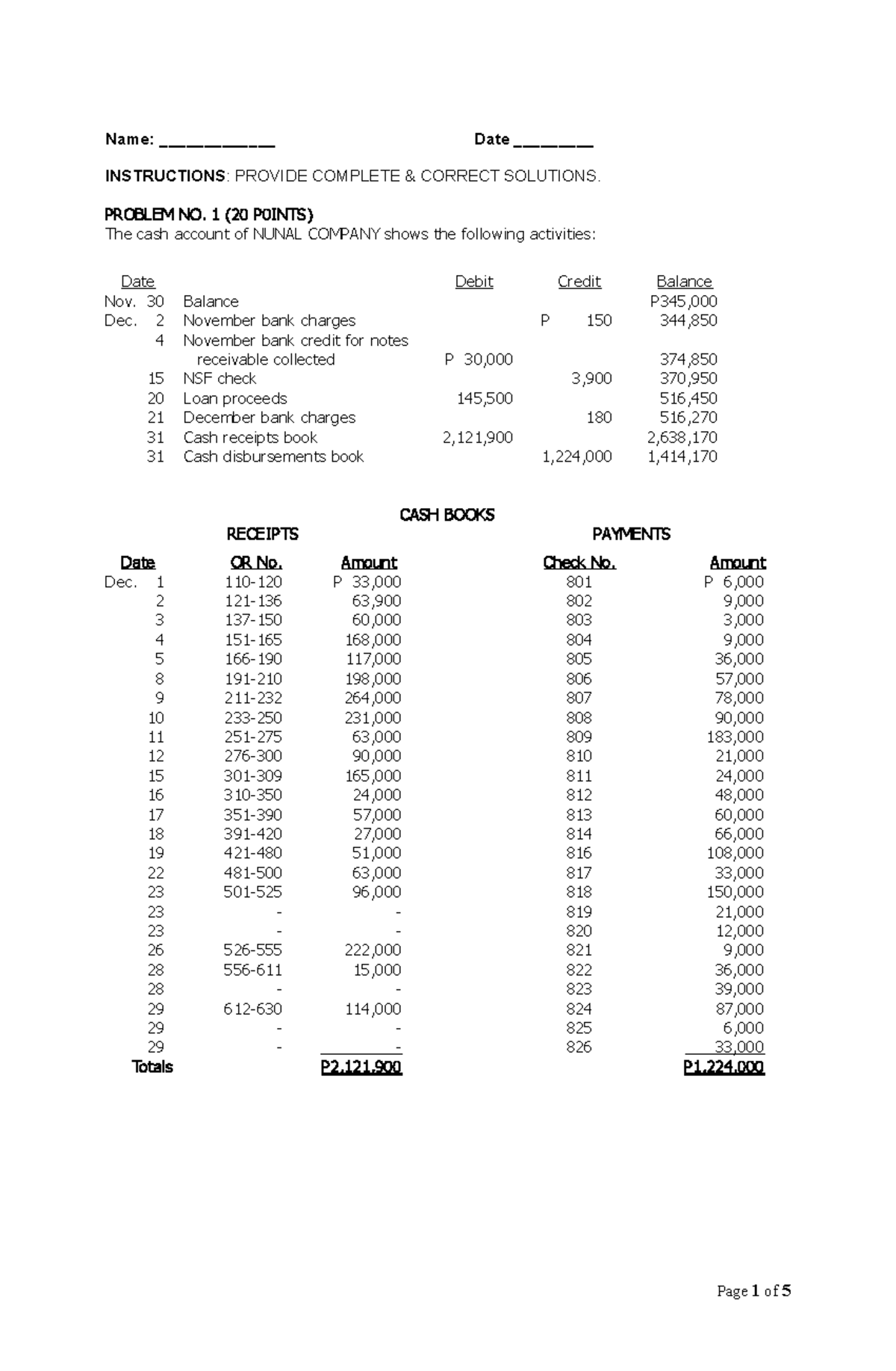 Intermediate Accounting Quizzes Name Date