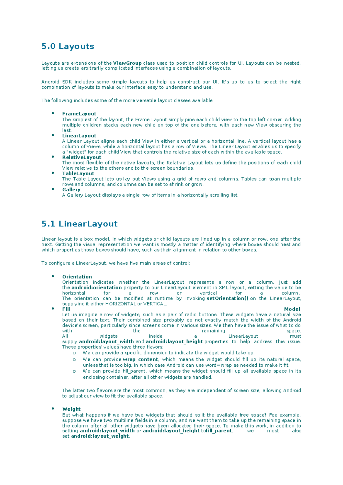 Chapter 5 Lay Out - lec notes - 5 Layouts Layouts are extensions of the ...