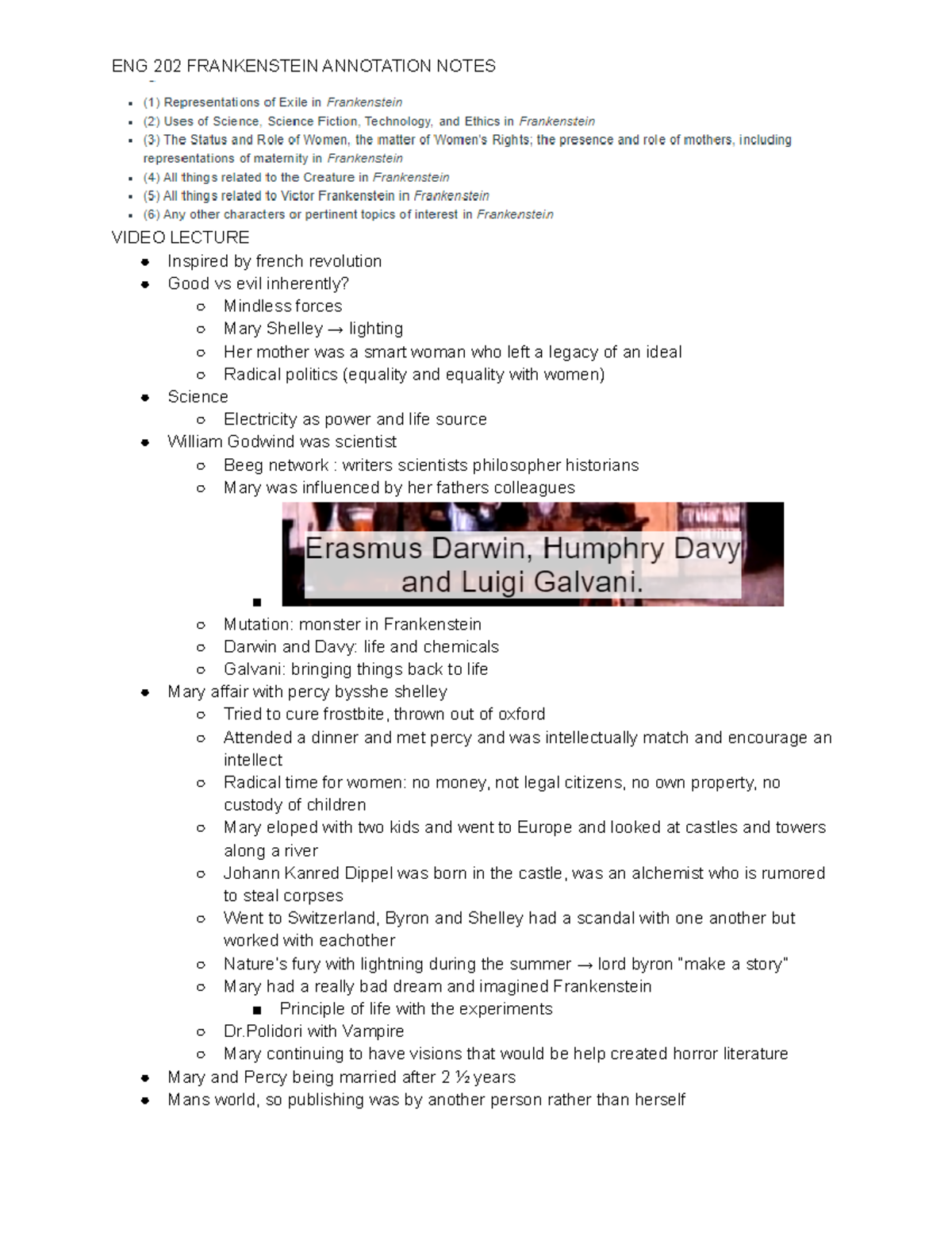 ENG 202 Frankenstein Annotation Notes - VIDEO LECTURE Inspired by ...