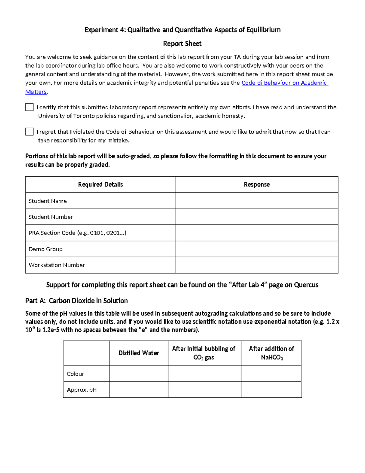 CHM135 Lab 4 Report Sheet - Experiment 4: Qualitative and Quantitative ...