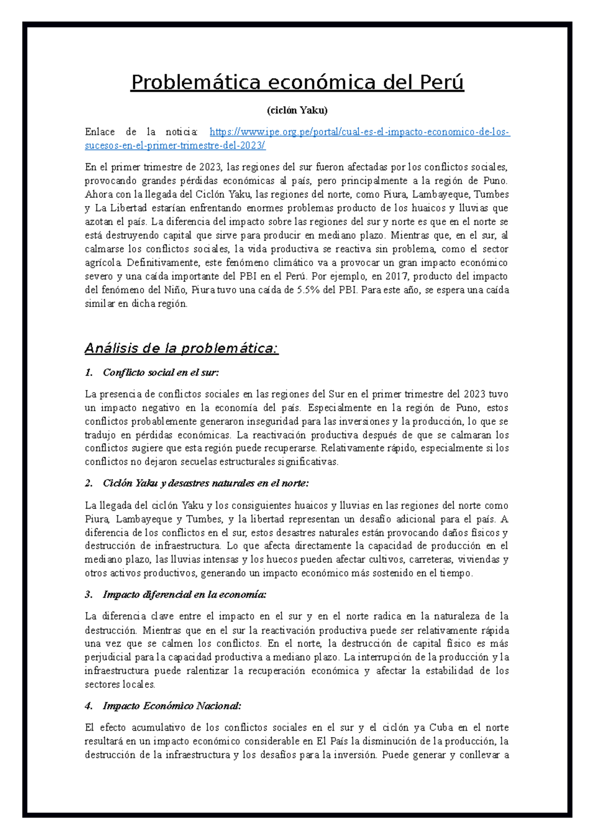 Problemática económica del Perú - Problemática económica del Perú ...